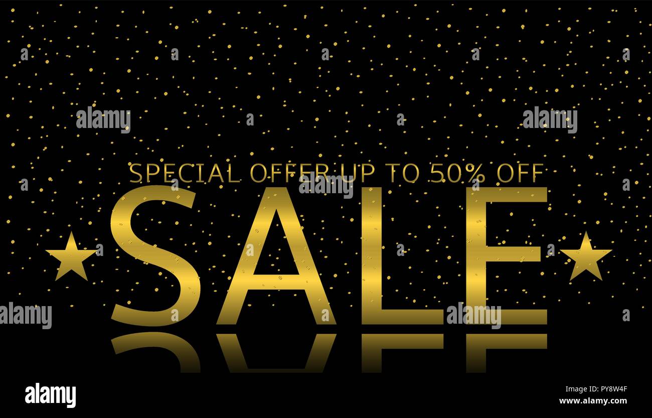 Sale Special offer. Advertising template, golden background with ...