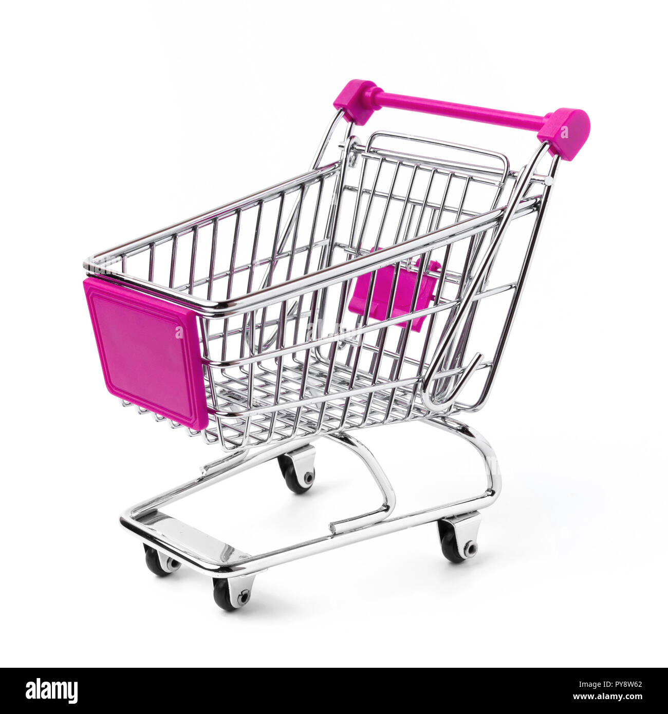 Pink shopping cart isolated on white background Stock Photo - Alamy
