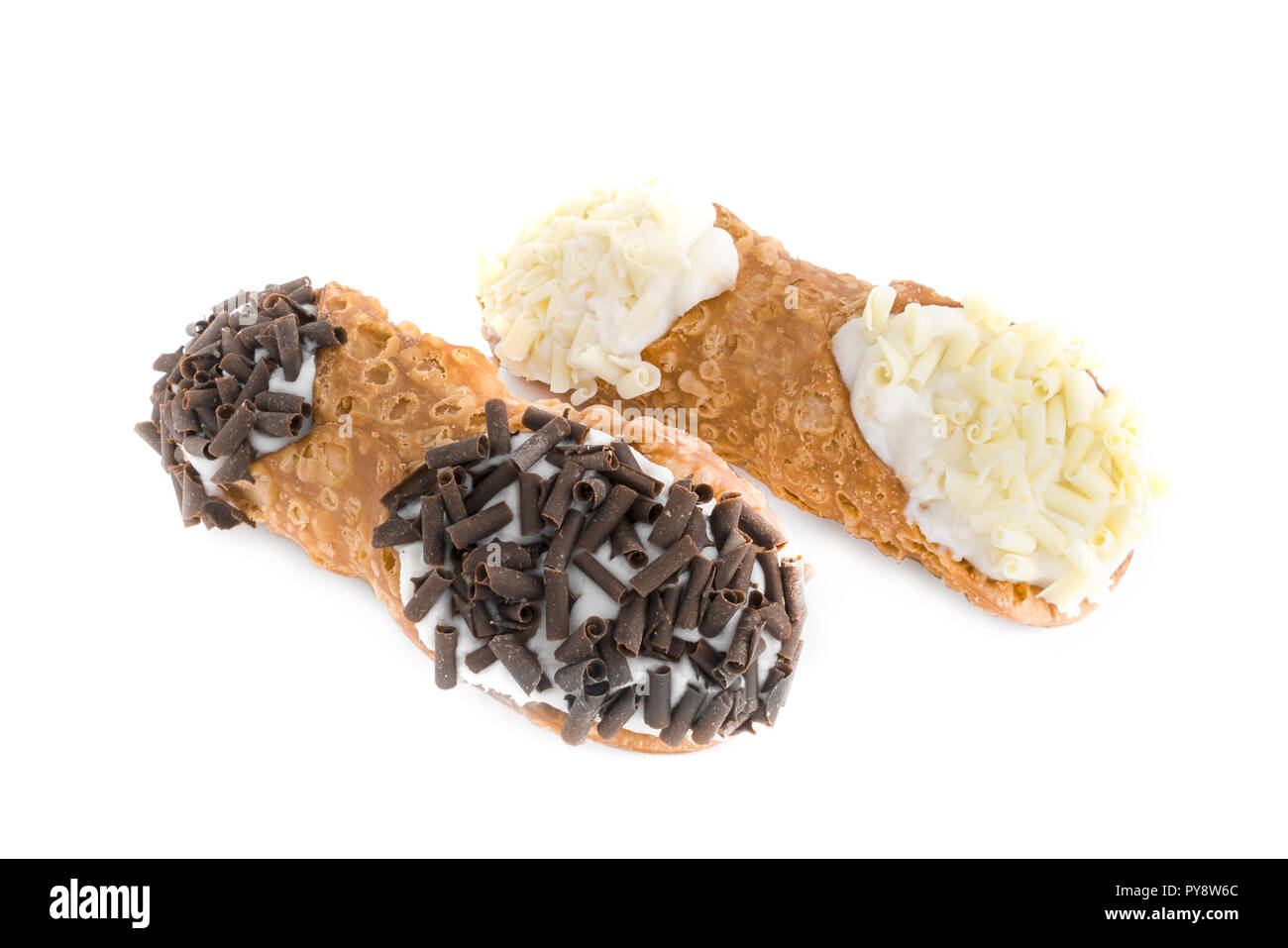 Sicilian cannoli, a typical dessert of Sicily with ricotta, chocolate ...