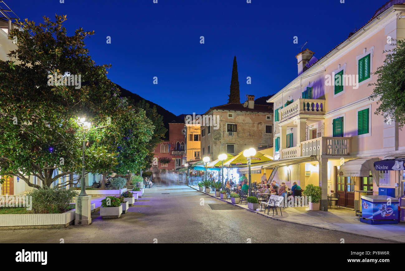 Night centrum of Moscenicka Draga in Istria, Croatia Stock Photo - Alamy