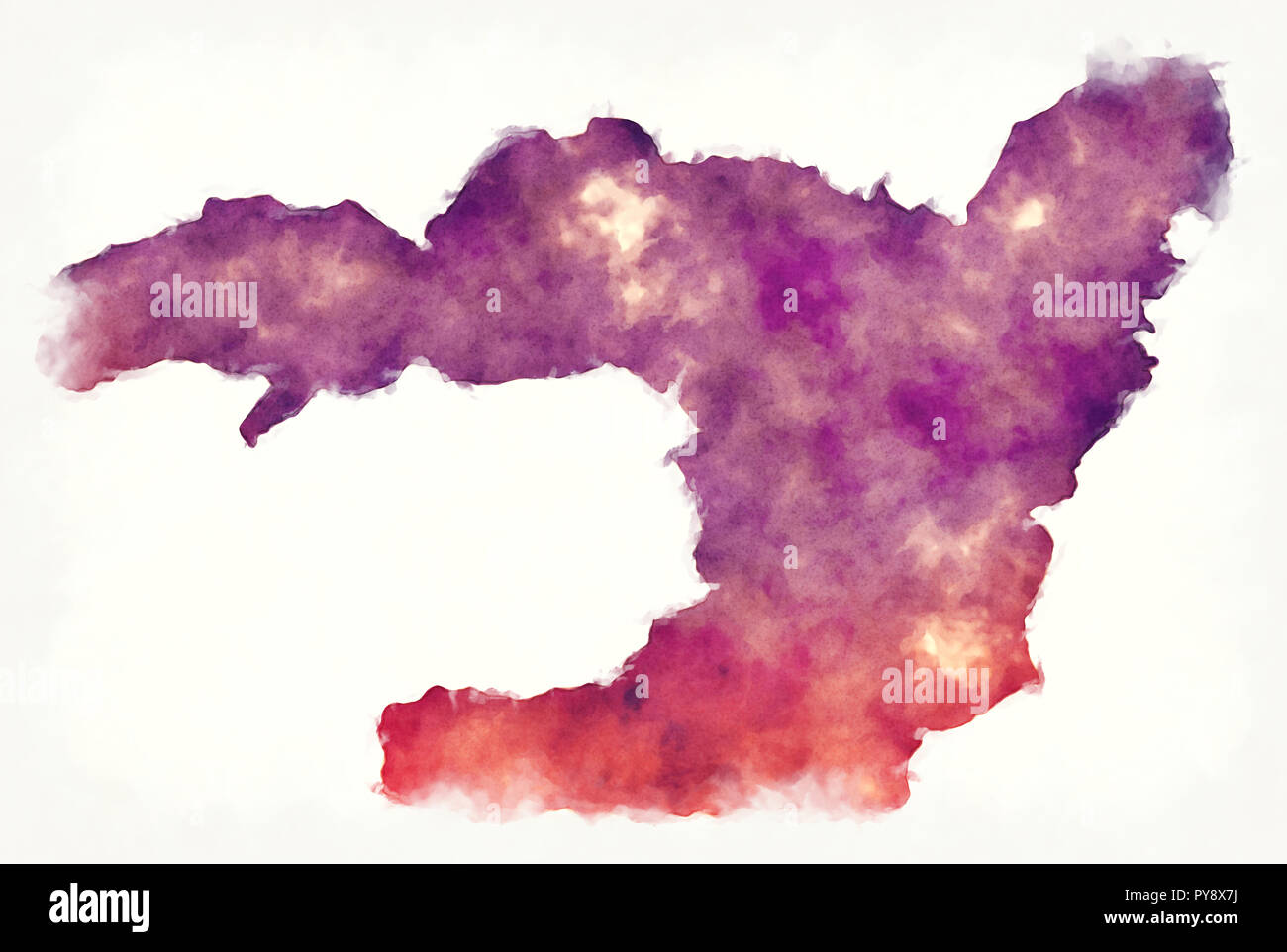 Garmisch-Partenkirchen administration area map watercolor map Stock ...
