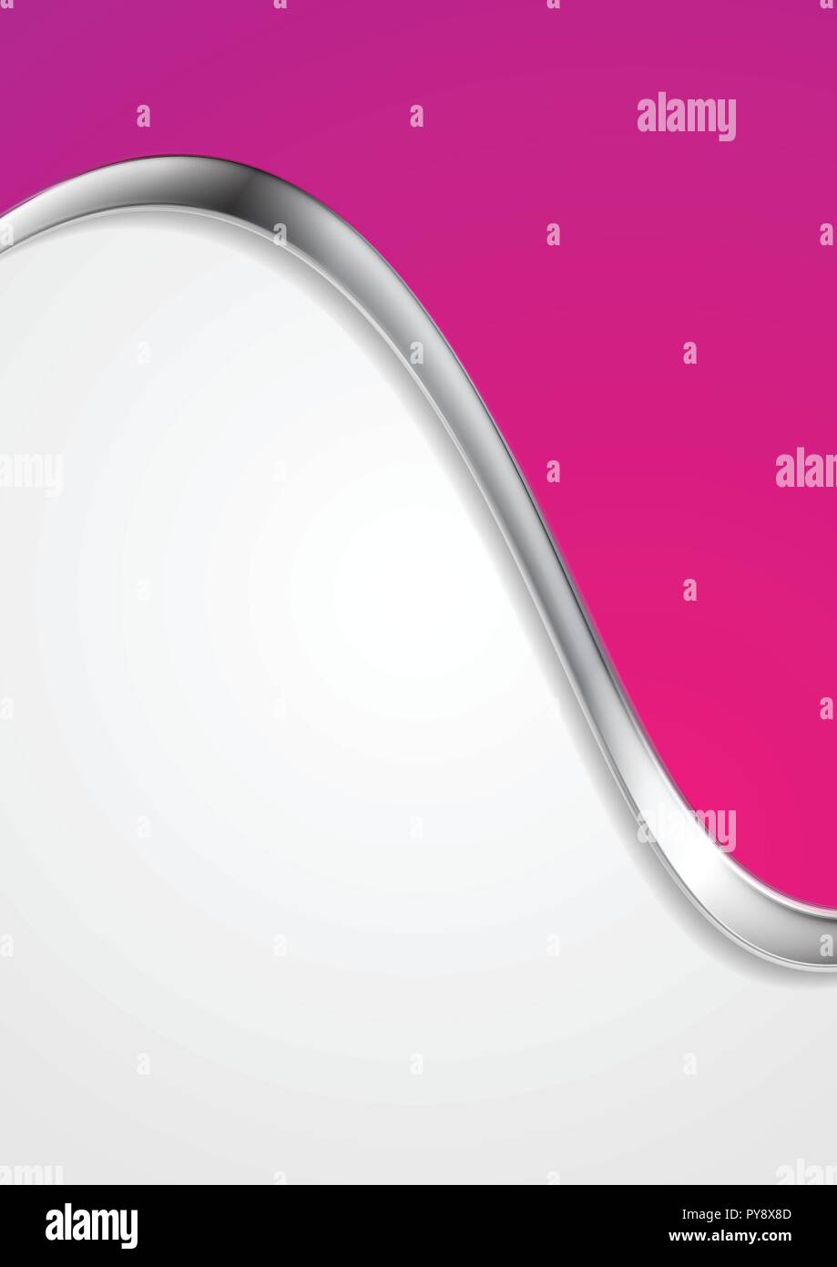 Pink abstract background with metallic silver wave. Vector corporate ...