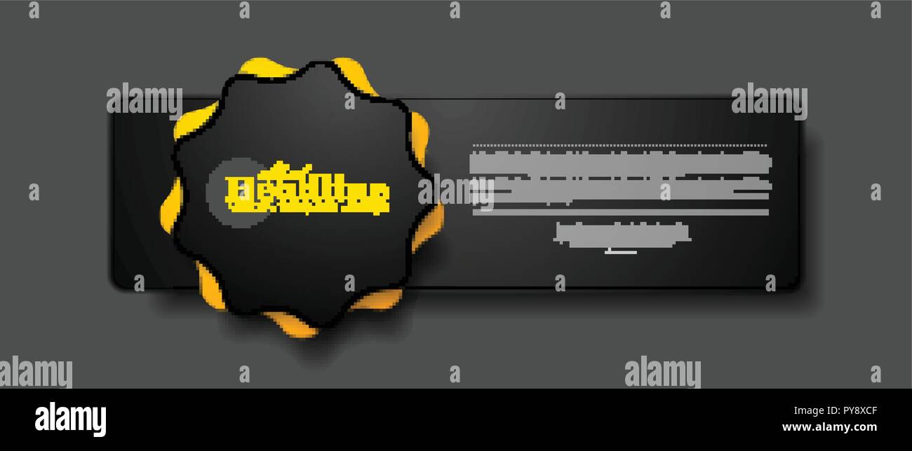 Abstract tech concept web sticker label design. Vector dark background ...