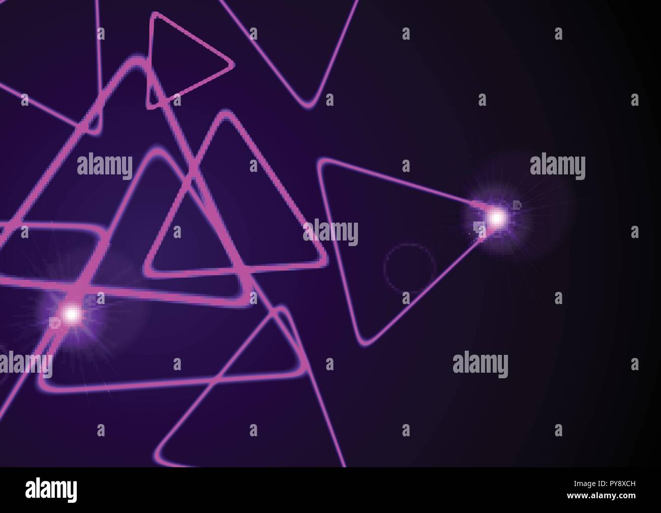 Purple retro neon shiny triangles background. Vector design Stock ...