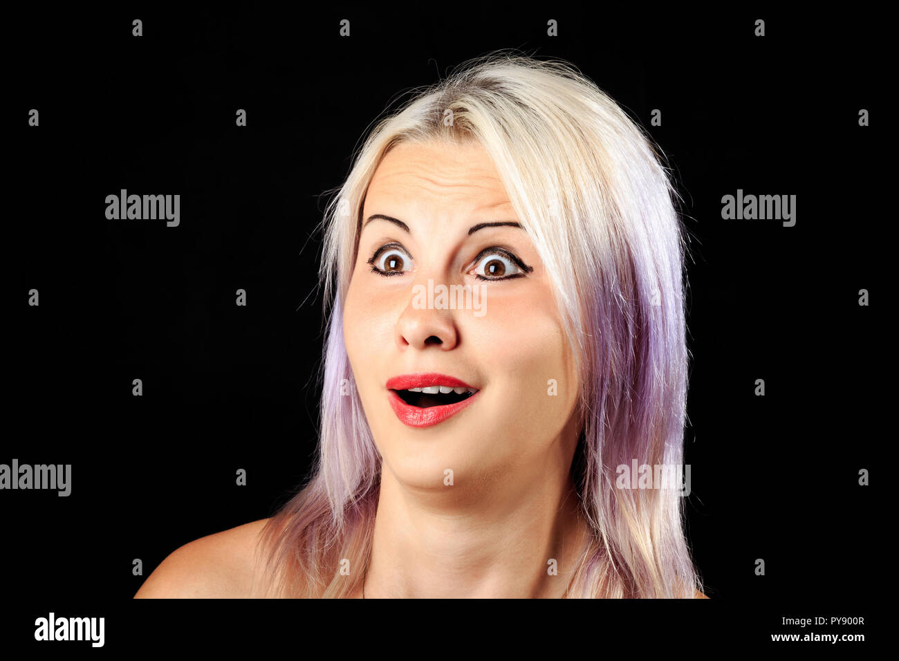 scared surprised female face expression, terrified girl Stock Photo - Alamy