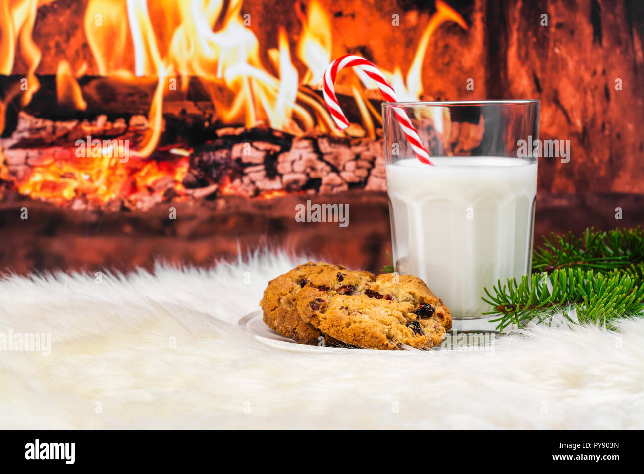 Milk and cookies for Santa Stock Photo - Alamy