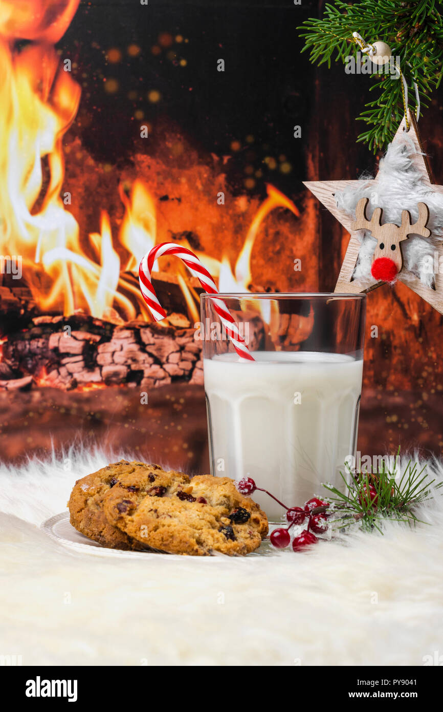 Milk and cookies for Santa Stock Photo - Alamy