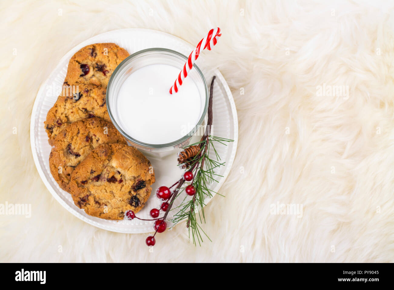 Milk and cookies for Santa Stock Photo - Alamy