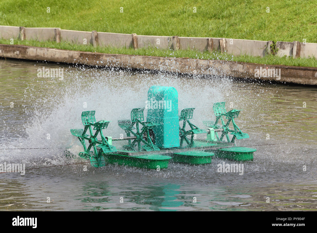 water treatment by aerator Stock Photo - Alamy