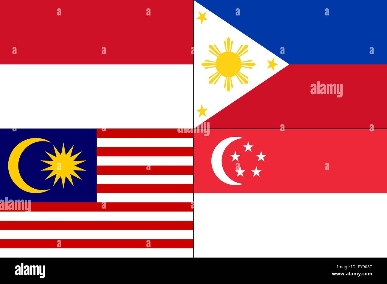 Vector illustration of different countries flags set. Colorful ...