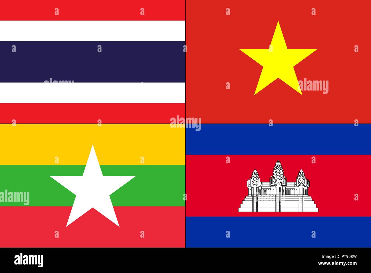 Vector illustration of different countries flags set. Colorful ...