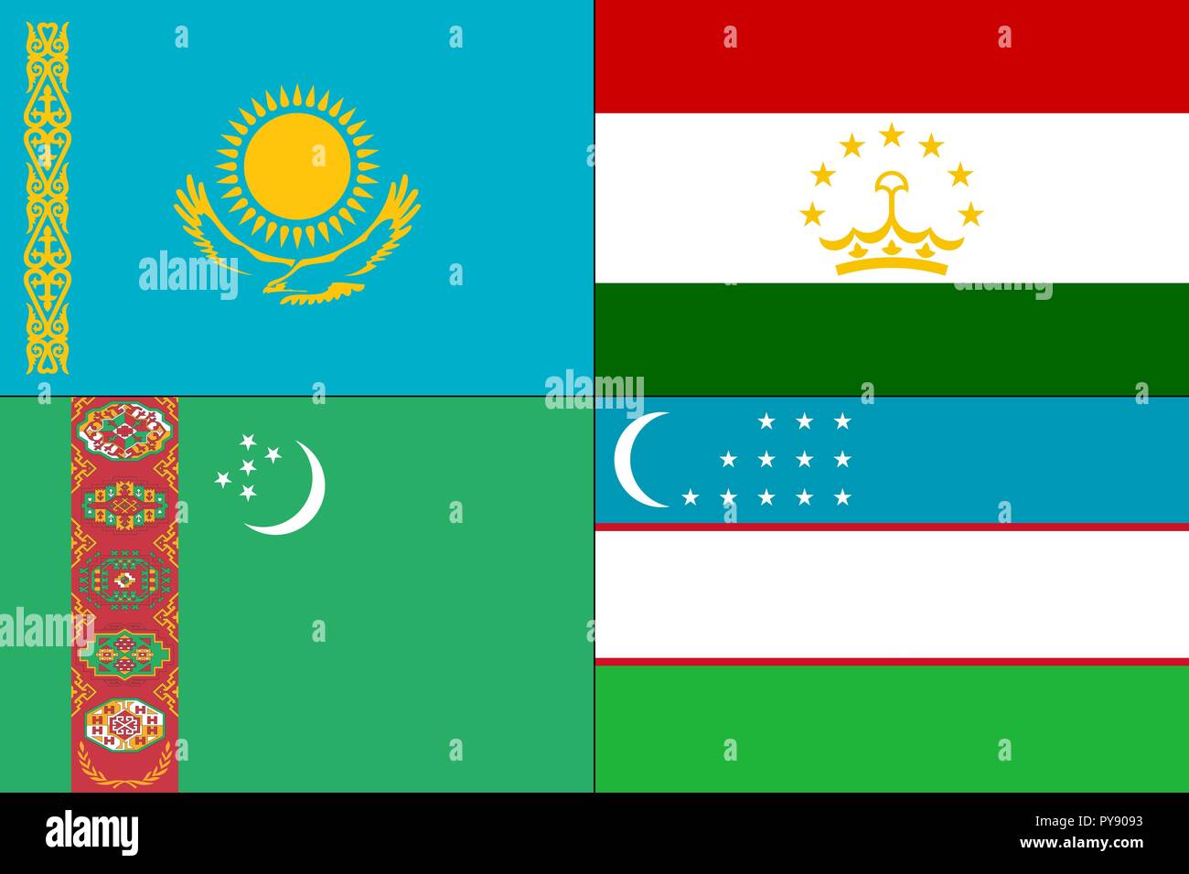 Vector illustration of different countries flags set. Colorful ...