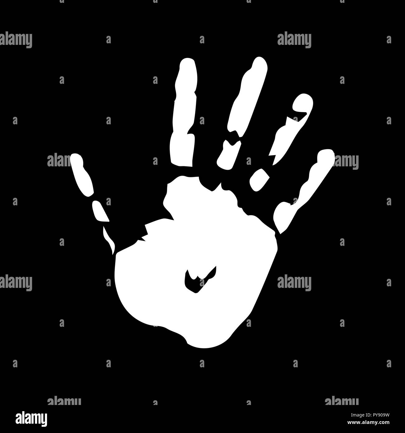 Black and white vector illustration of human hand-print Stock Vector ...