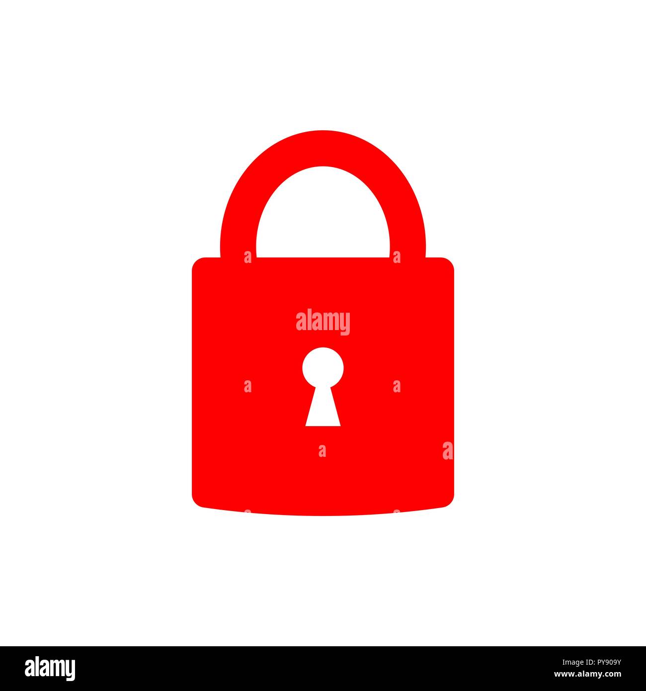 Vector illustration of red padlock over white background Stock Vector ...