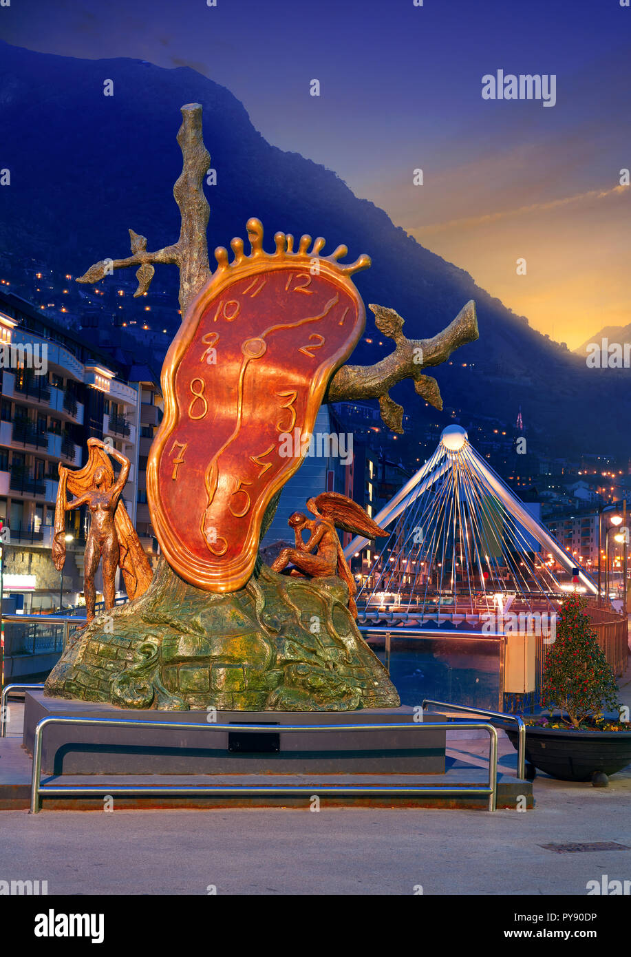 Andorra la Vella sunset Salvador Dali Noblesse du Temps sculpture in ...