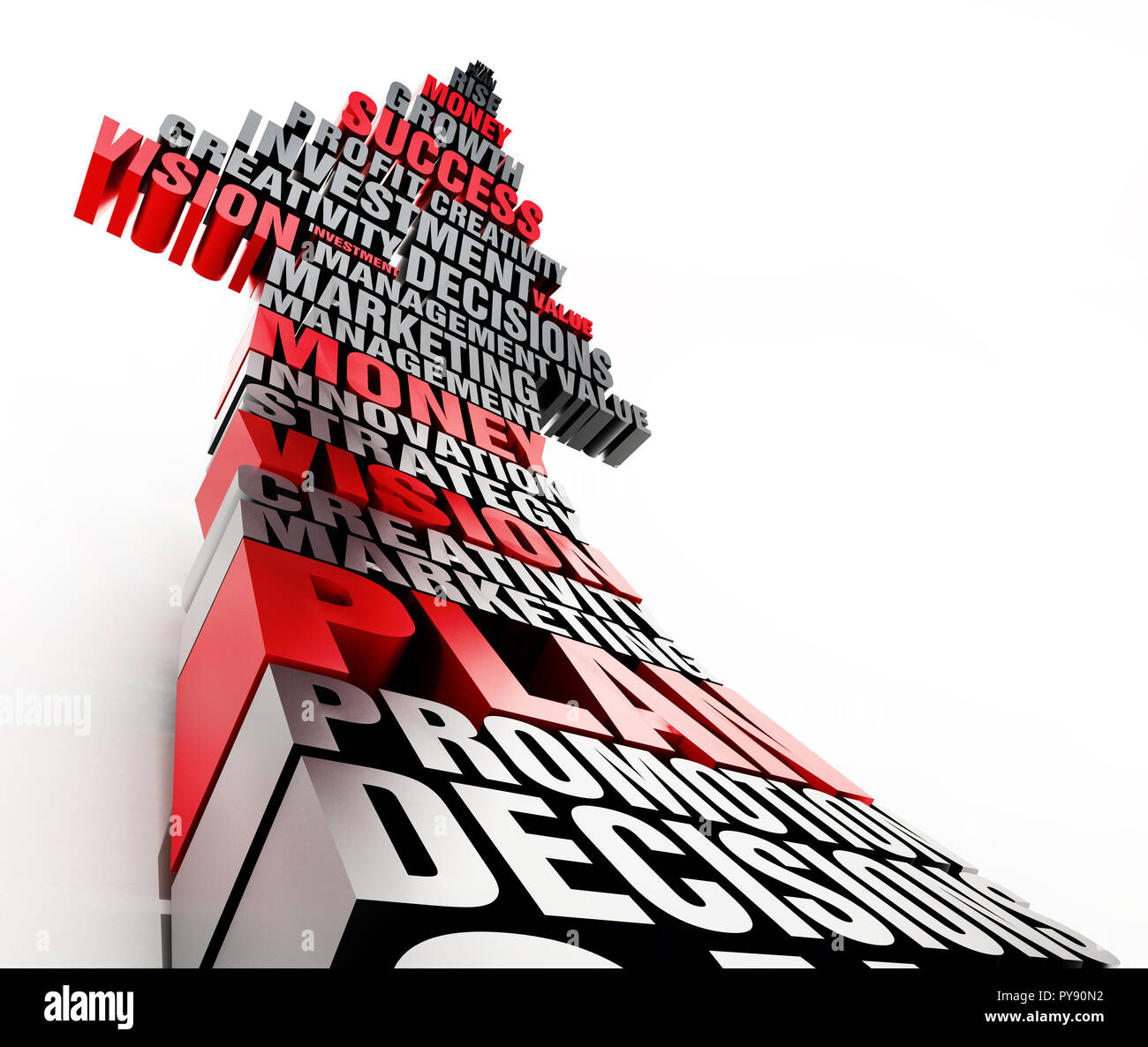 Rising arrow consisting of arranged words. Business and success concept ...