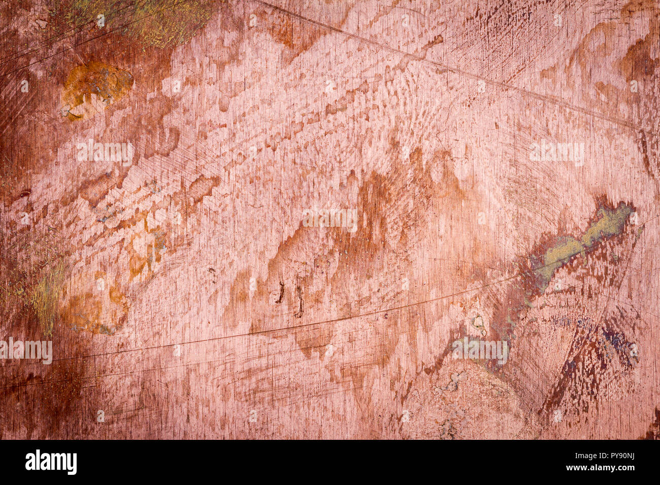 Scratched dirty dusty copper plate texture, old metal background ...