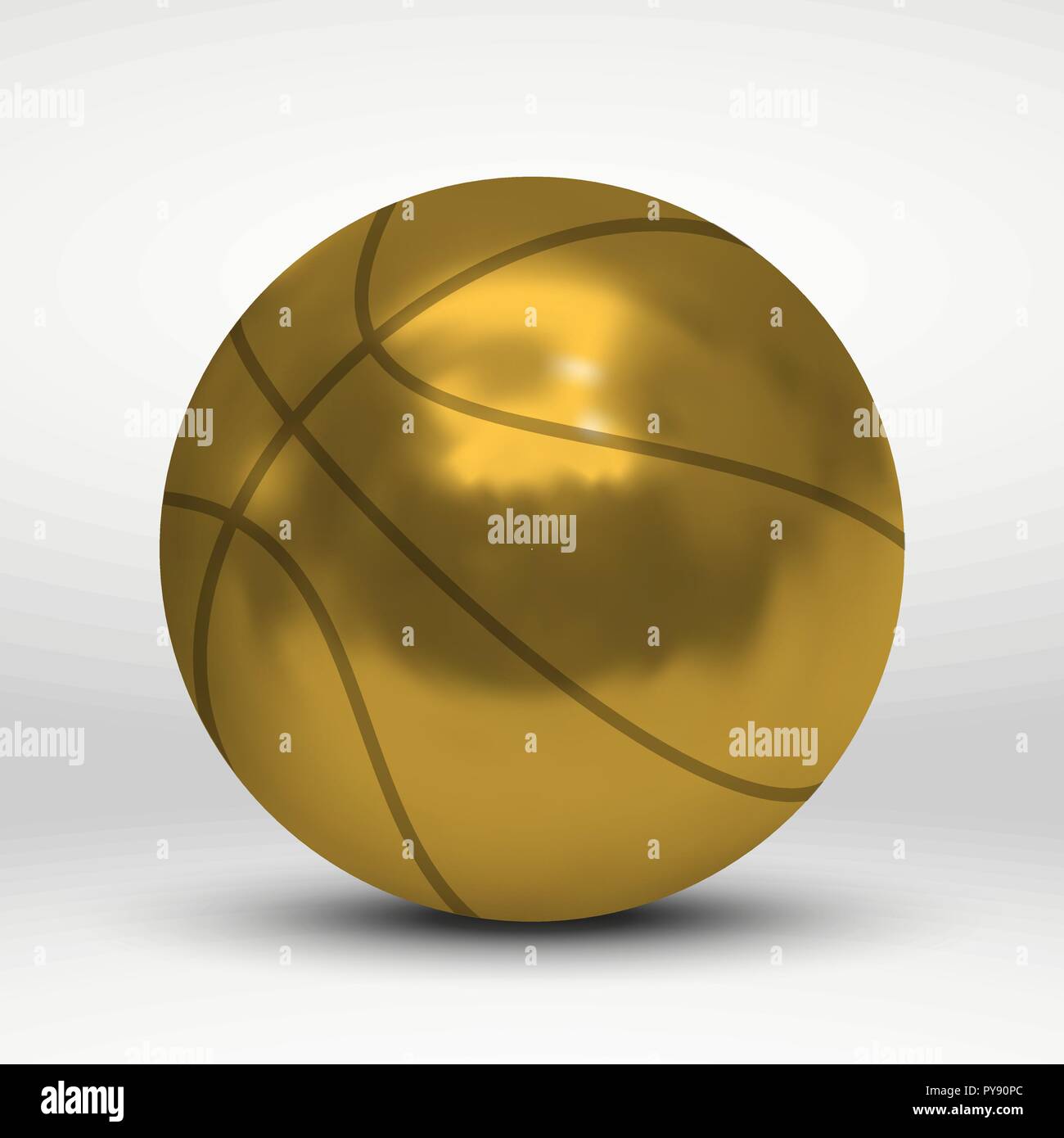 Vector illustration with golden basketball ball over white background ...