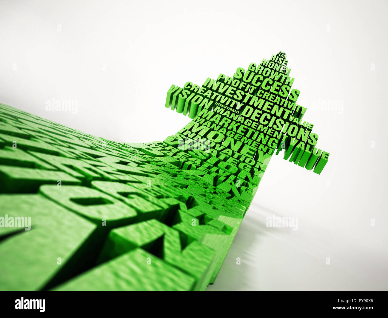 Rising arrow consisting of arranged words. Business and success concept ...