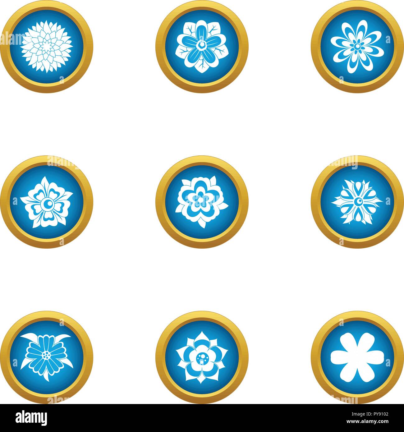 Flower pattern icons set, flat style Stock Vector Image & Art - Alamy