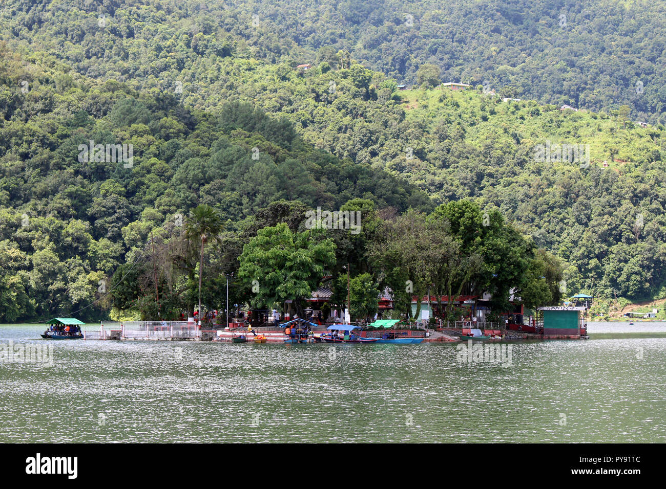 The Tal Barahi Nepali Budhdist temple by the middle of Phewa Lake in ...