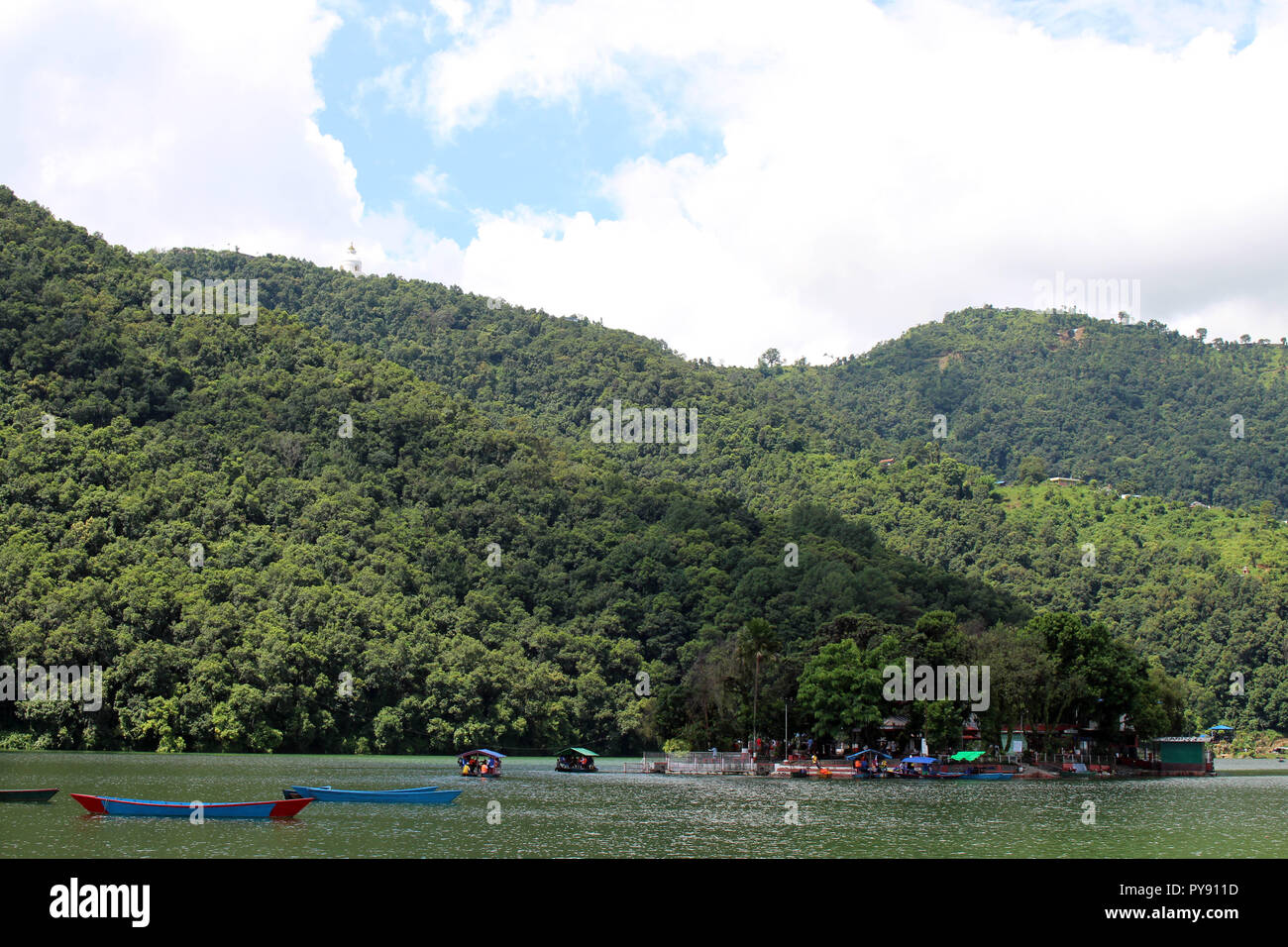 The Tal Barahi Nepali Budhdist temple by the middle of Phewa Lake in ...