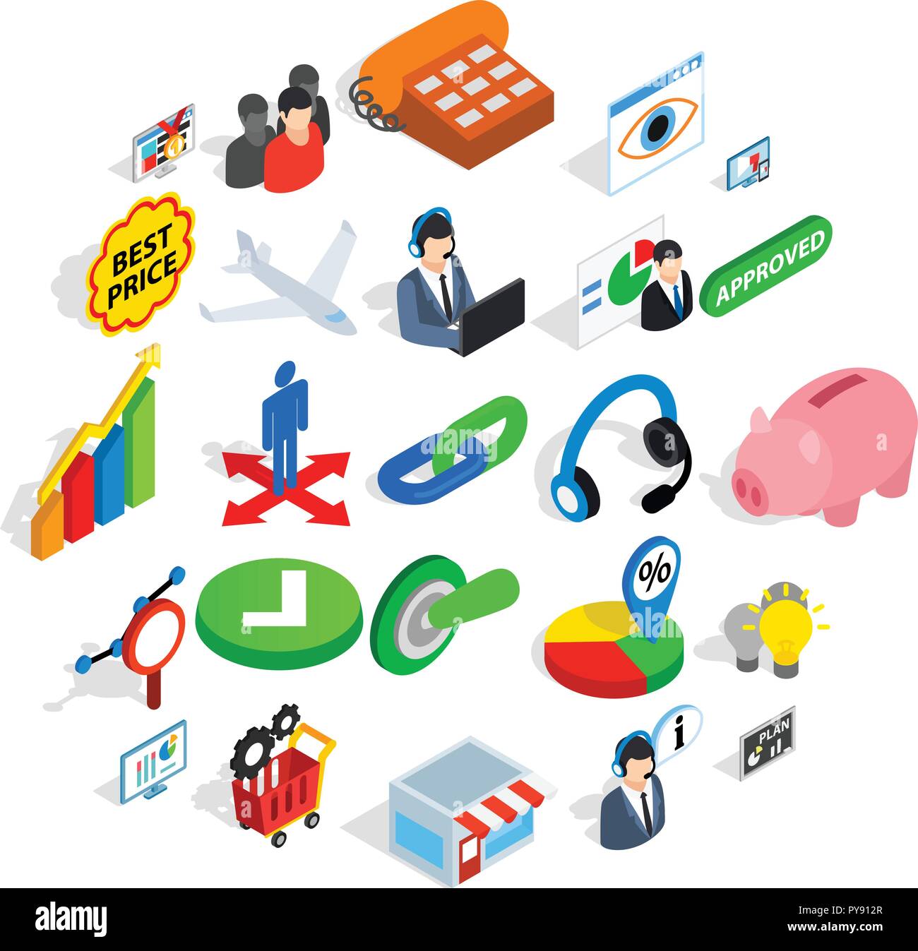 Biz icons set, isometric style Stock Vector Image & Art - Alamy