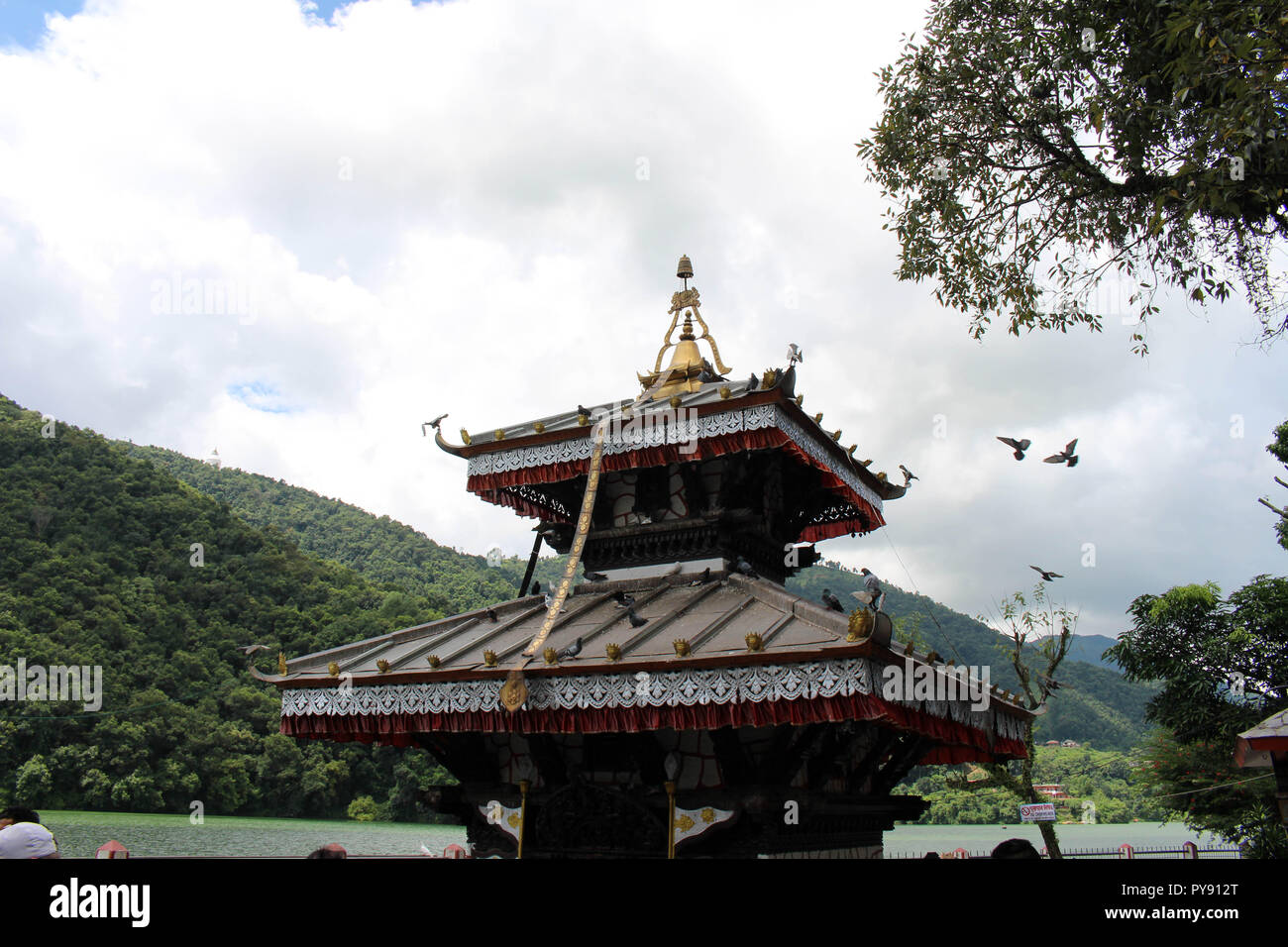 The Tal Barahi Nepali Budhdist temple by the middle of Phewa Lake in ...