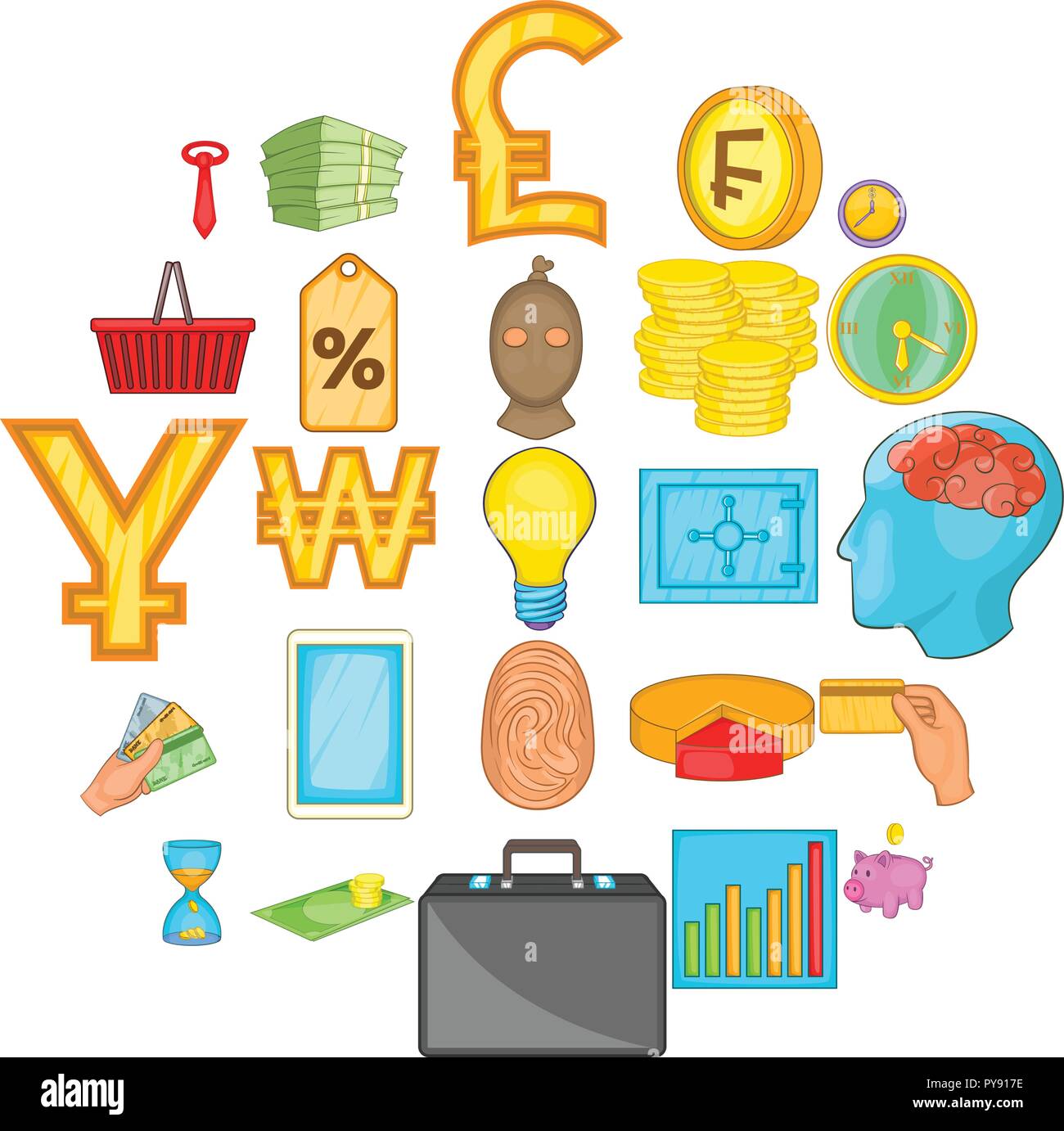 Monetary abundance icons set, cartoon style Stock Vector Image & Art ...