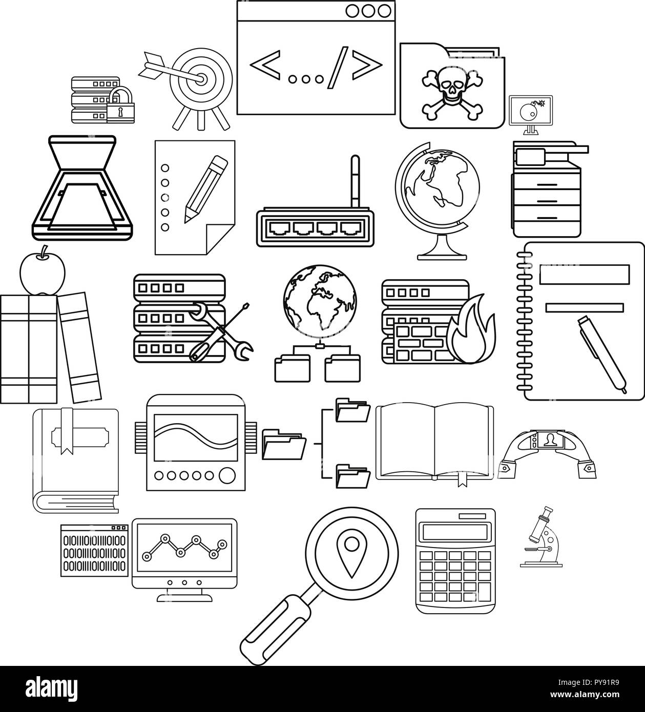 Volume icons set, outline style Stock Vector Image & Art - Alamy