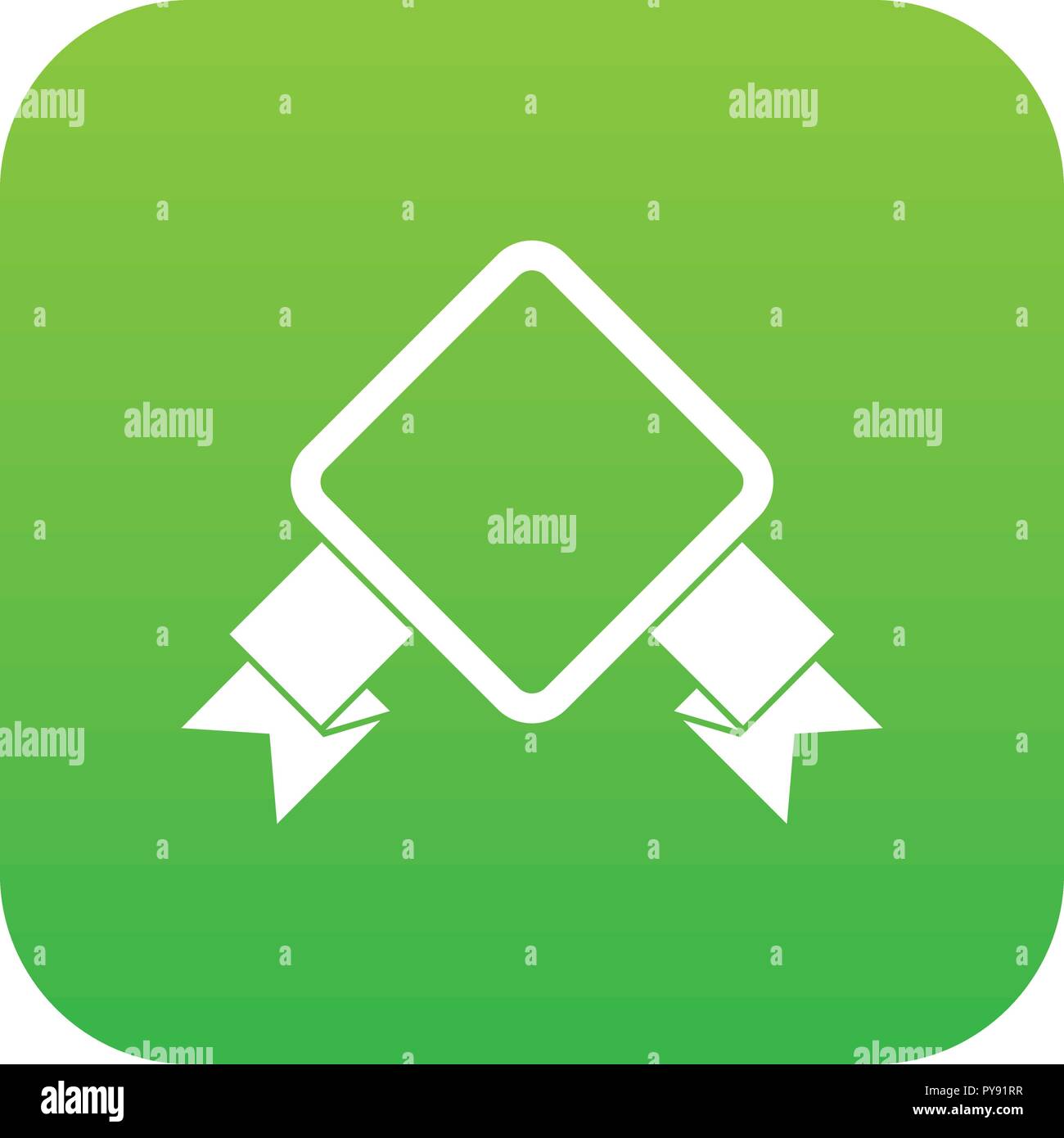 Badge with ribbon icon digital green Stock Vector Image & Art - Alamy