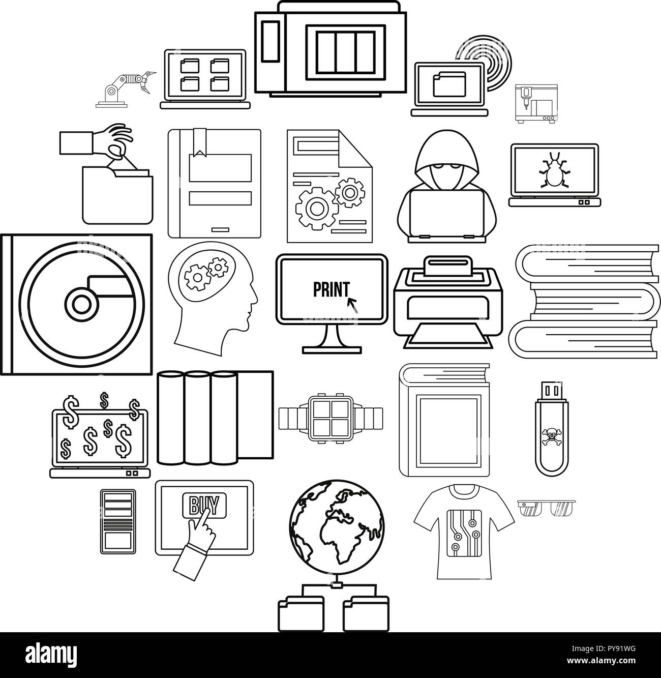 Part icons set, outline style Stock Vector Image & Art - Alamy