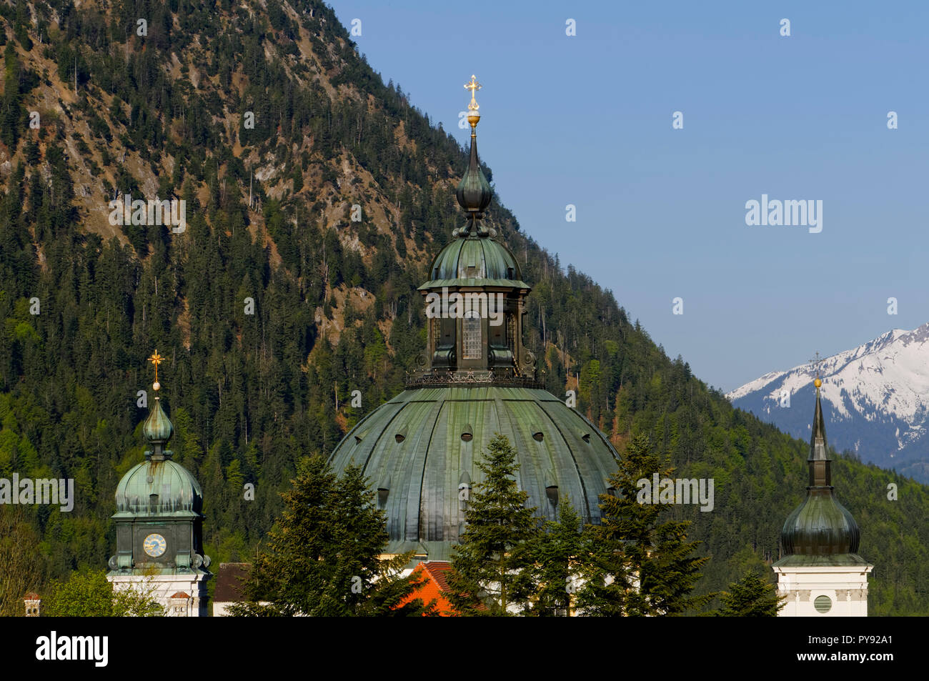 Dome of Ettal Abbey (Benedictine Monastery) in Etta (part of ...