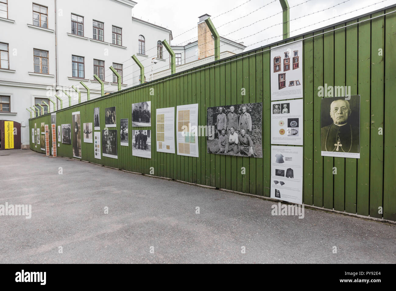 Genocide museum Vilnius,display in the former prison yard of the Museum ...