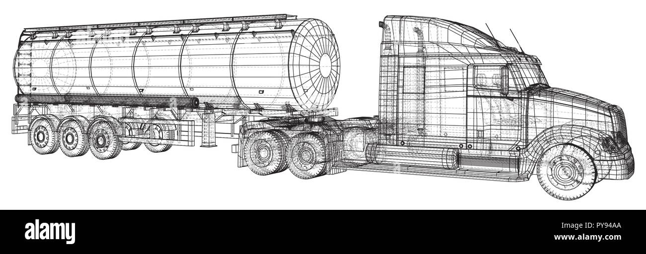 Gasoline truck vector illustration. Tracing illustration of 3d. EPS 10 ...