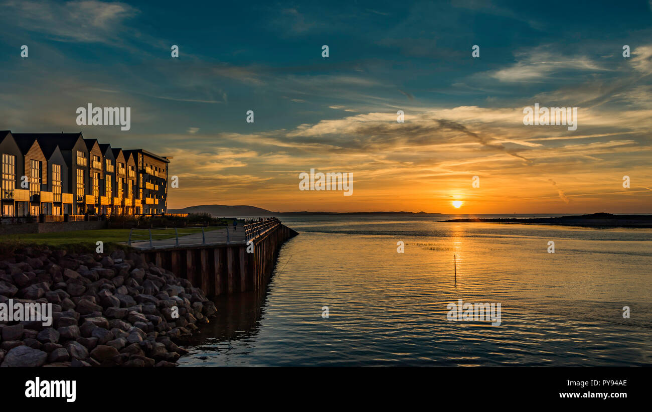 image of a beautiful sunset at Machynys coast Carmarthenshire, Wales ...
