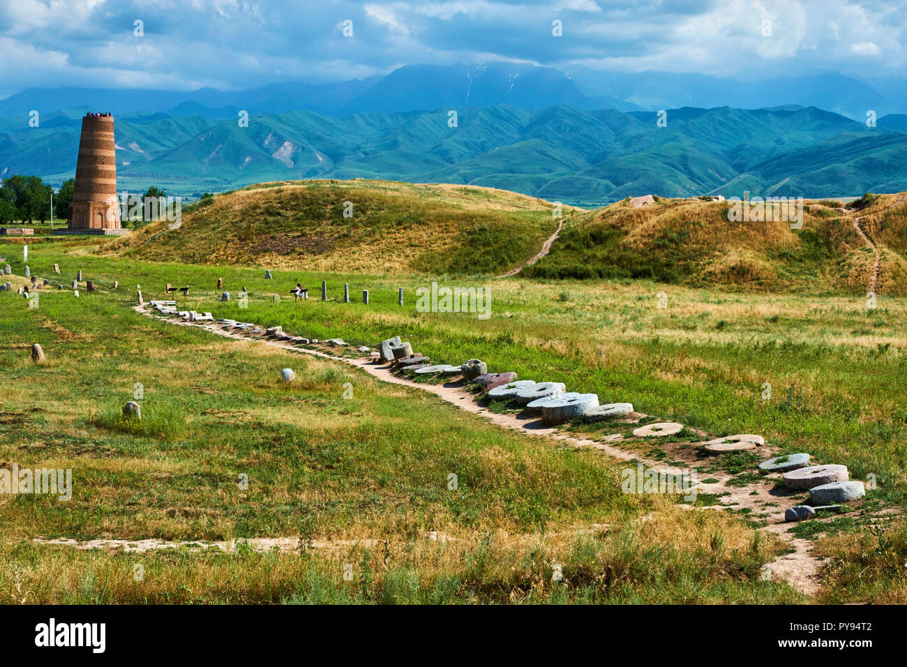 Kyrgyzstan, Chuy province, Burana tower, ancien city of Balasagun Stock ...