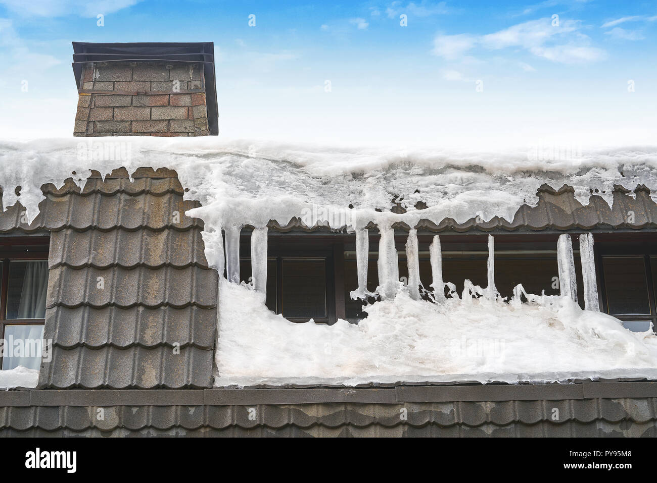 Iced roof closeup detail background in Andorra Stock Photo - Alamy