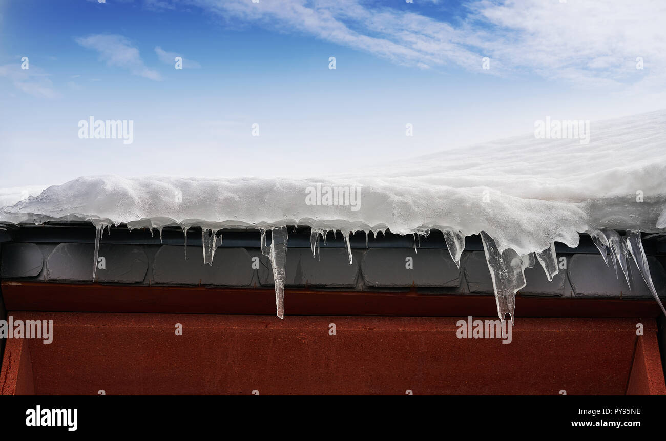 Iced roof closeup detail background in Andorra Stock Photo - Alamy