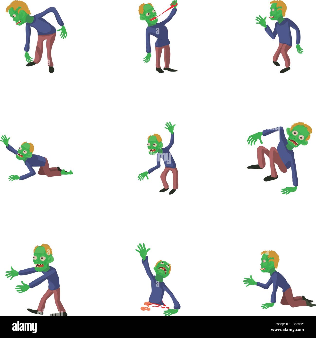 Zombie style icons set, cartoon style Stock Vector Image & Art - Alamy