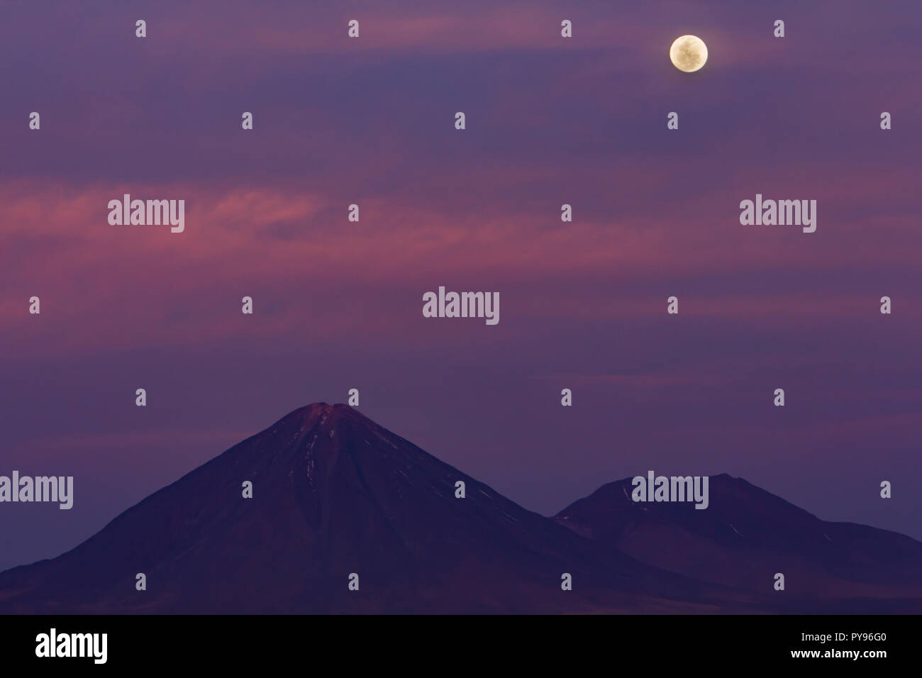 Moon rise over volcano hi-res stock photography and images - Alamy
