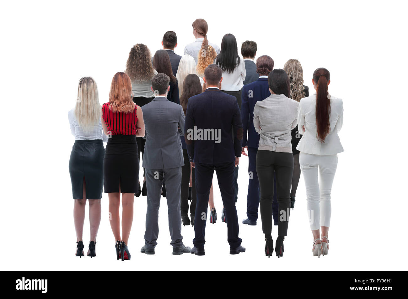Back view group of business people. Rear view. Isolated over white ...