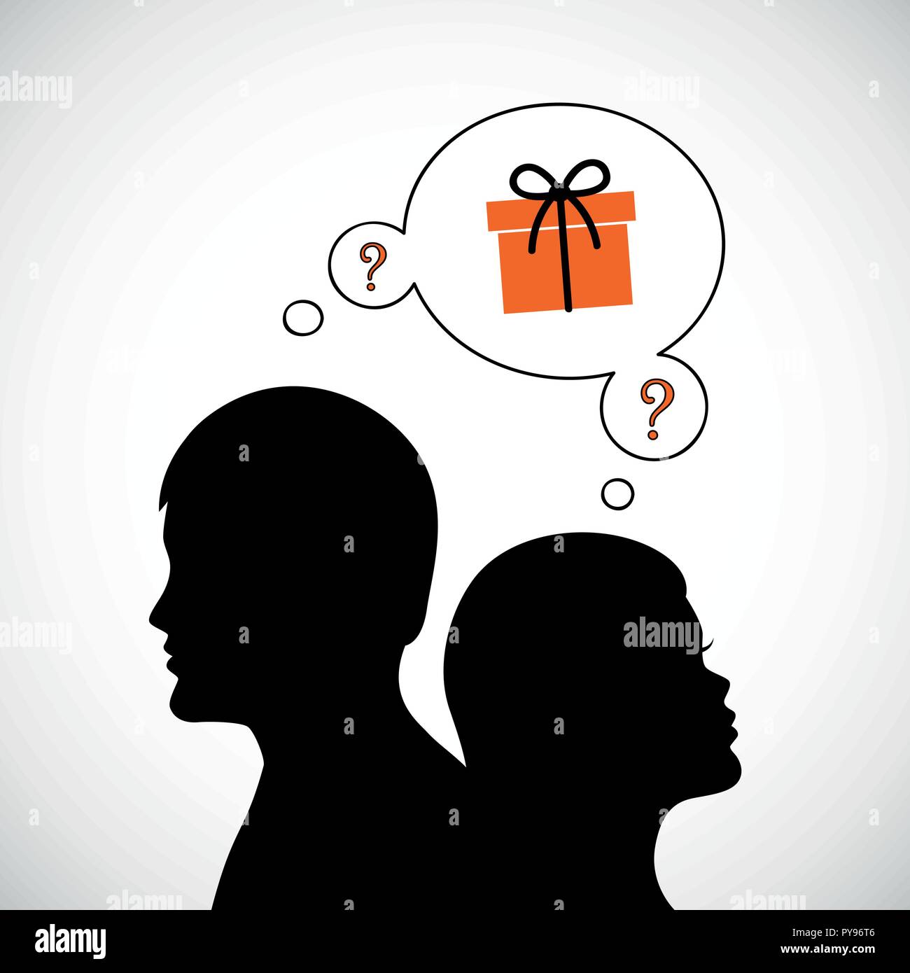 Man And Woman Think About T Idea Silhouette Vector Illustration