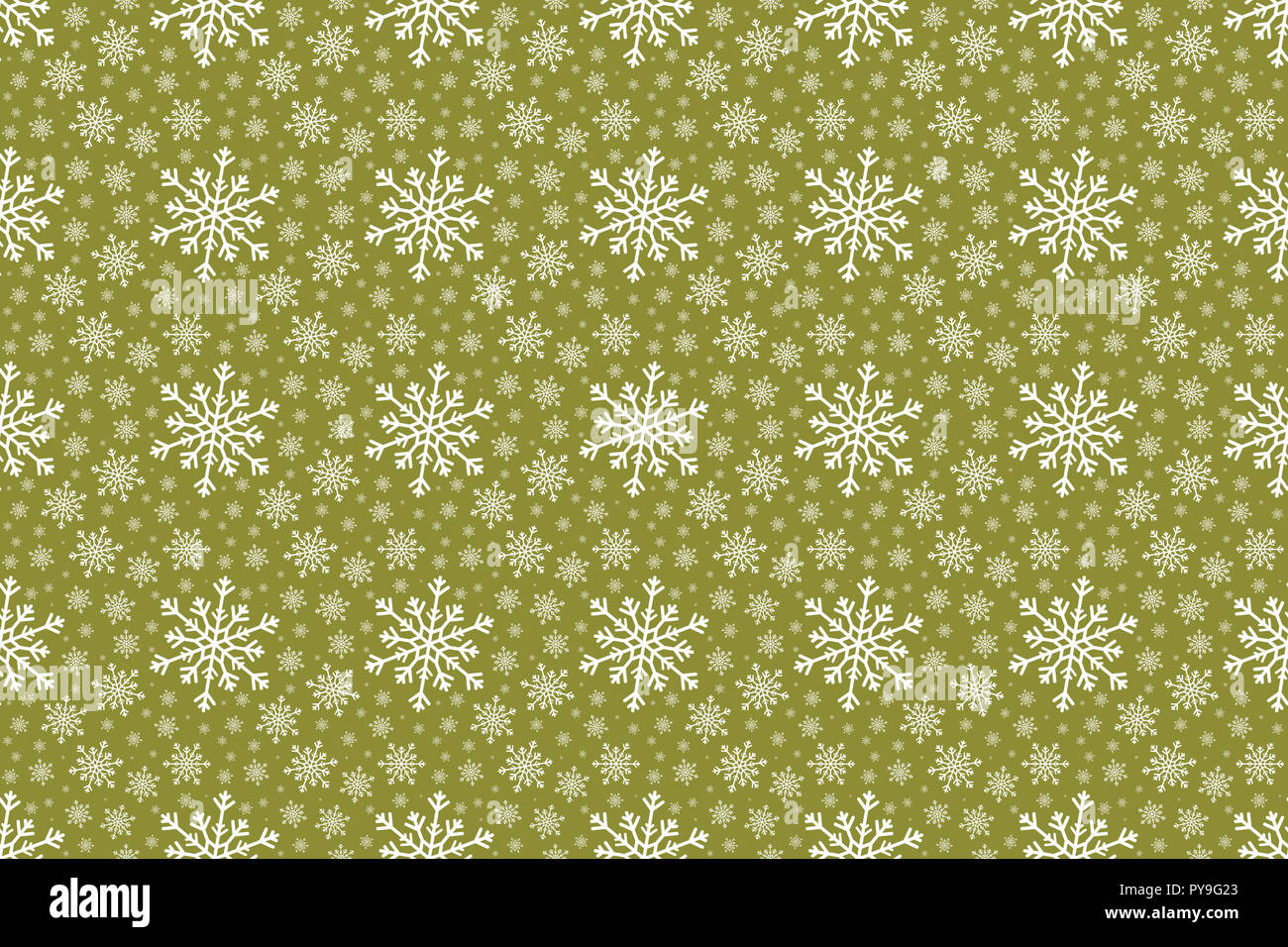 White Snowflake seamless pattern on a gold coloured background ...