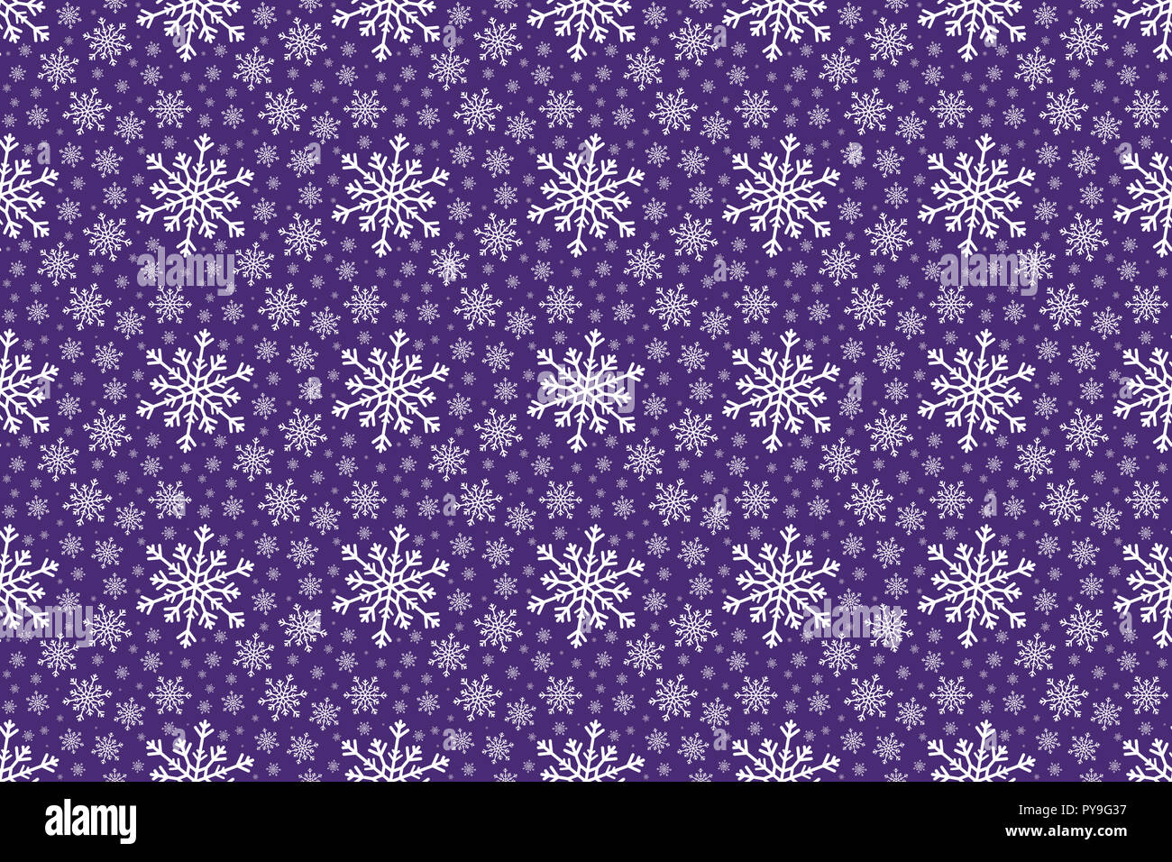 White Snowflake seamless pattern on a purple coloured background ...