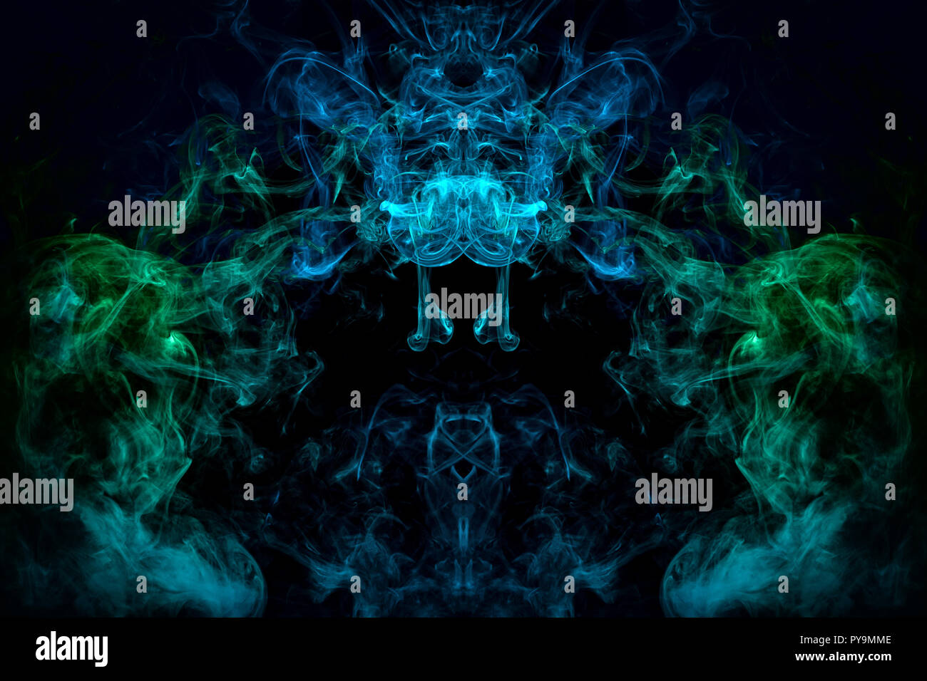 Fluffy Puffs blue and green smoke and Fog in the form of a skull ...