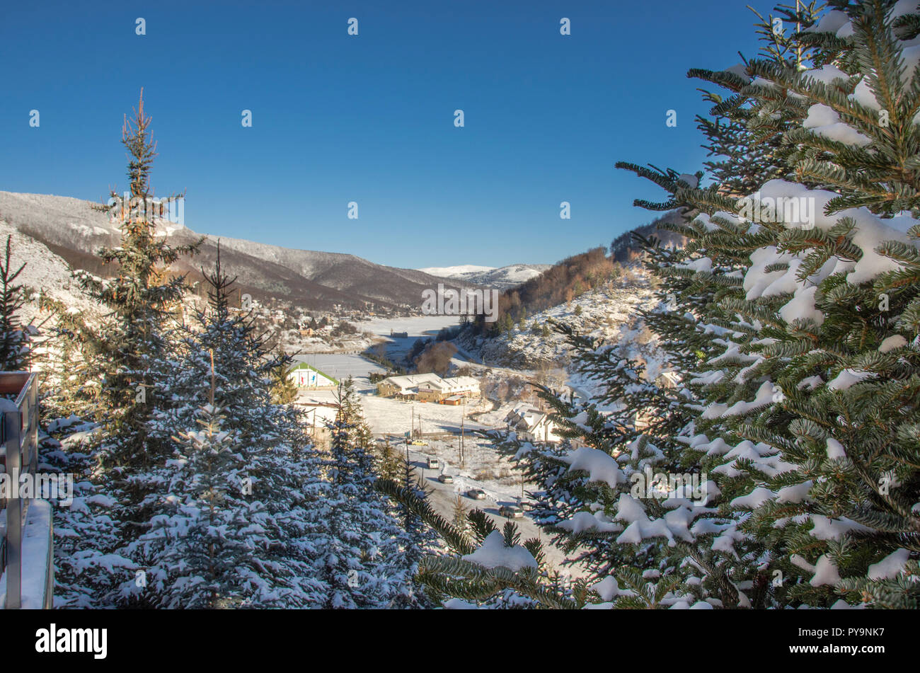 Mountain landscape with lake - Mavrovo national park, Macedonia Stock ...