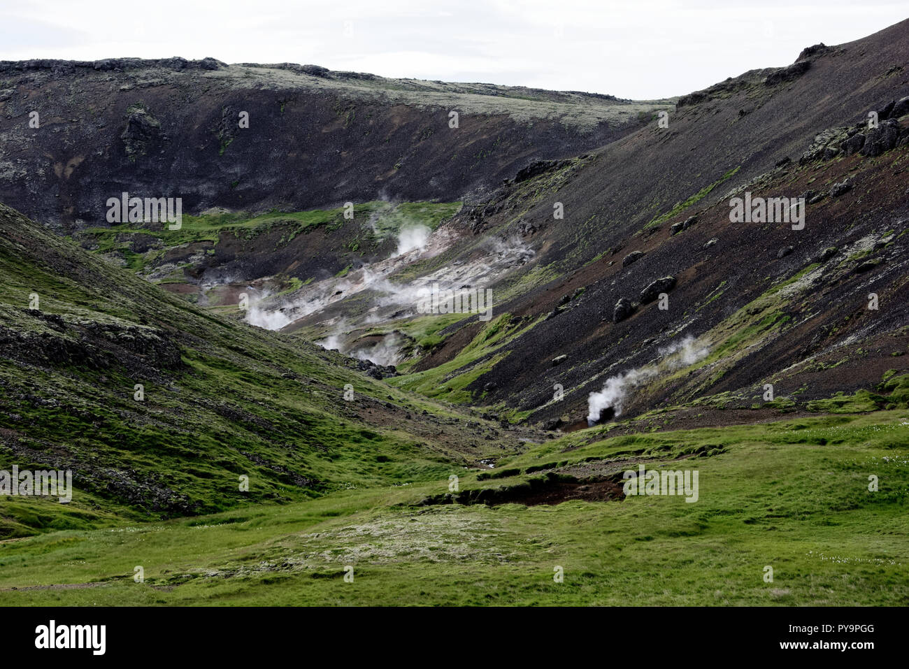 Near Hveragerði, Iceland. The geothermal hot river at Reykjadalur is a ...