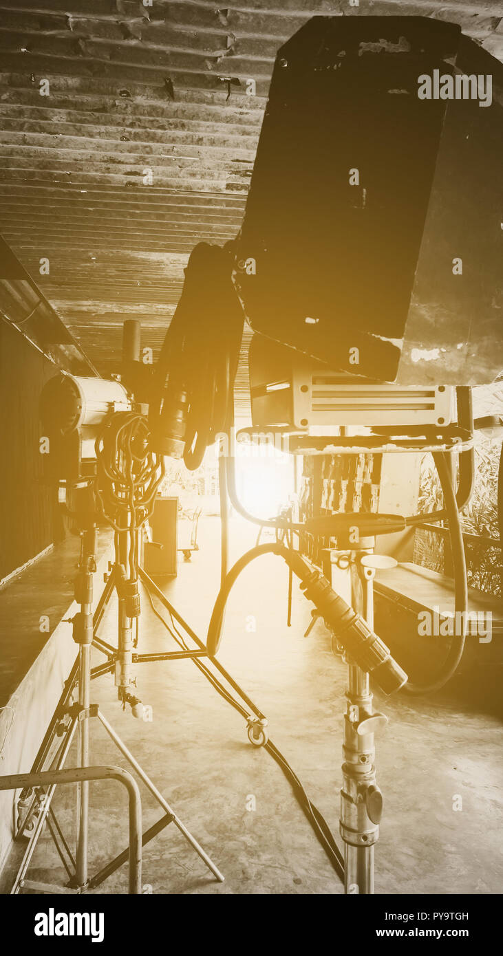 Light on Set, Professional Lighting equipment Stock Photo - Alamy