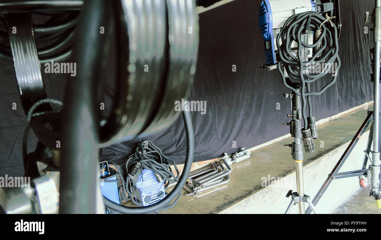 Light on Set, Professional Lighting equipment Stock Photo - Alamy